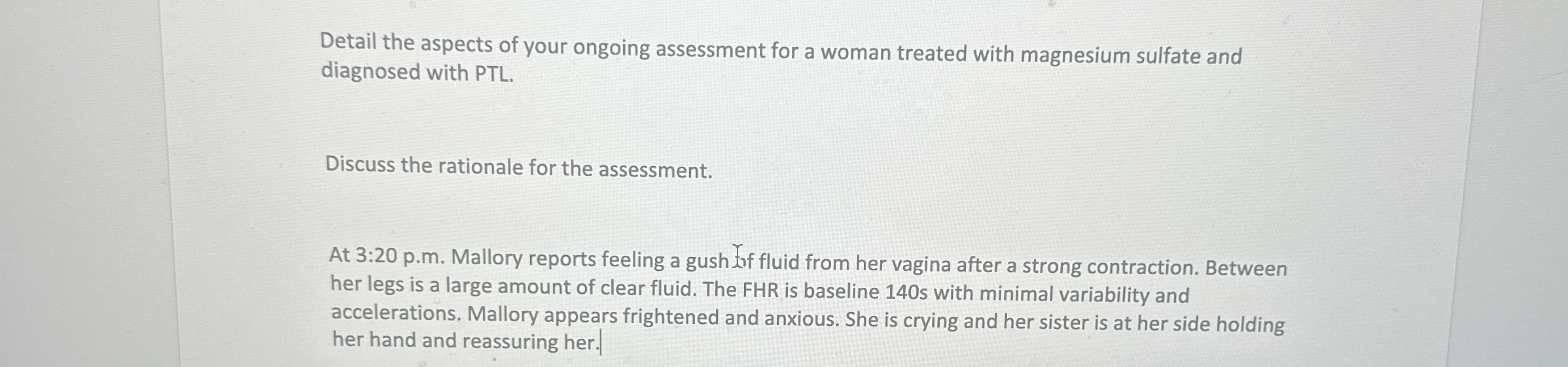 Solved Detail the aspects of your ongoing assessment for a | Chegg.com