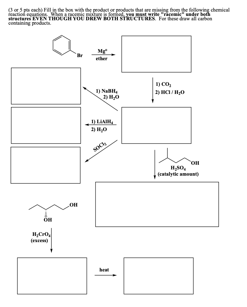 ( 3 or 5 pts ﻿each) ﻿Fill in ﻿the box with the | Chegg.com