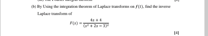 Solved (b) By Using the integration theorem of Laplace | Chegg.com