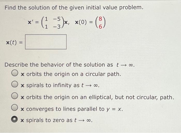 Solved Find the solution of the given initial value problem. | Chegg.com
