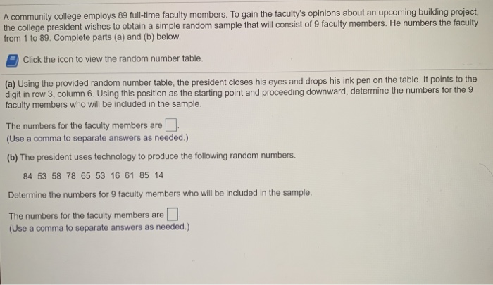 Solved A community college employs 89 full-time faculty | Chegg.com