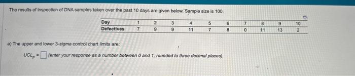Solved a) The upper and lower 3-sigma control chart limits | Chegg.com