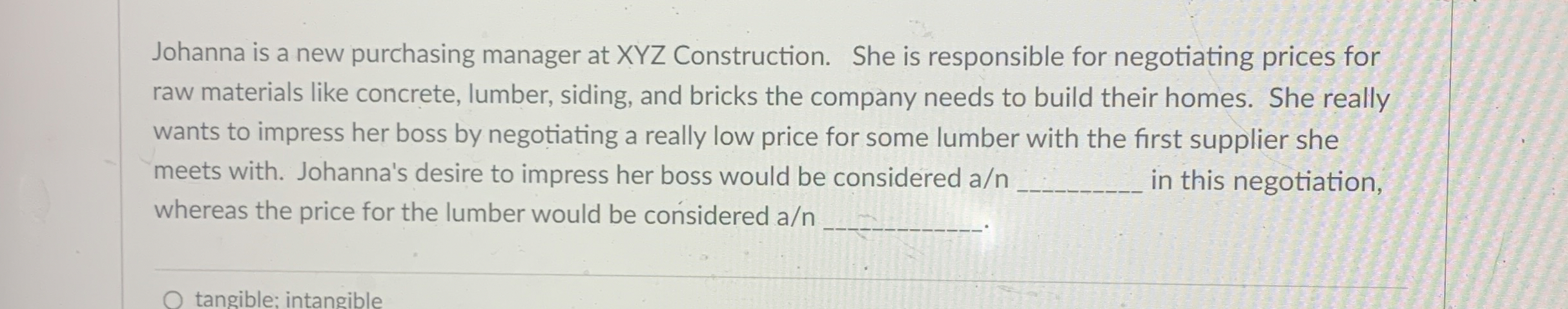 Solved Johanna is a new purchasing manager at XYZ | Chegg.com