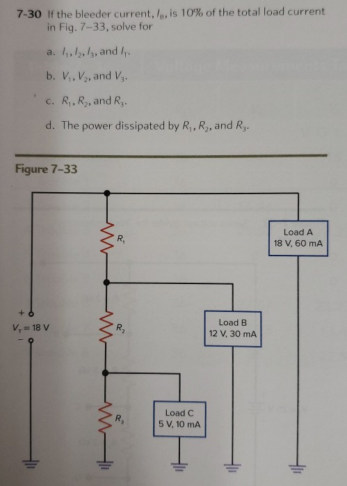 Solved 7-30 If the bleeder current, le, is 10% of the total | Chegg.com