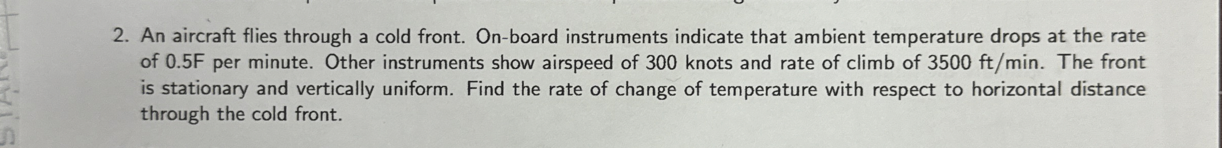 Solved An aircraft flies through a cold front. On-board | Chegg.com