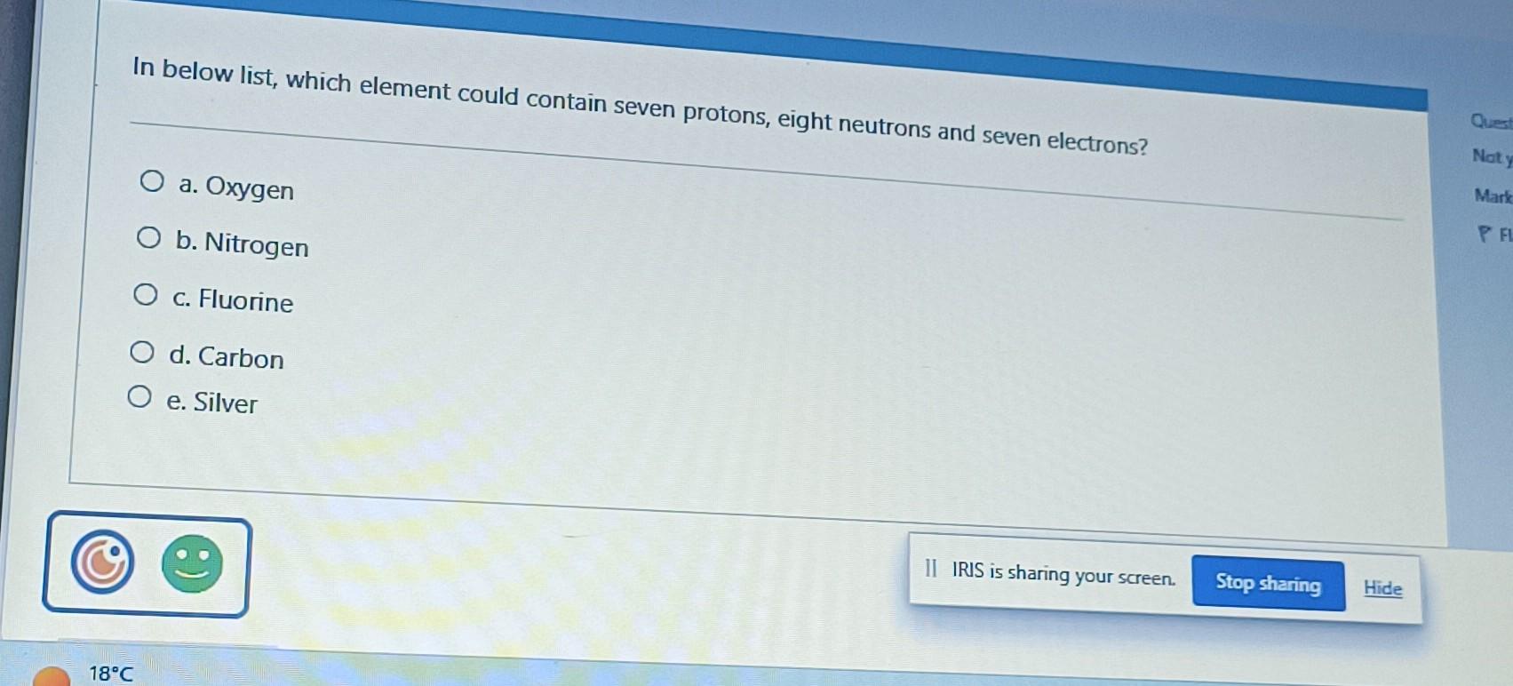 Solved In below list, which element could contain seven | Chegg.com