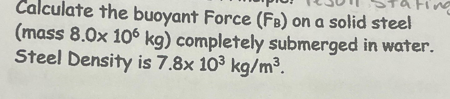 Solved Calculate the buoyant Force (FB) ﻿on a solid steel | Chegg.com