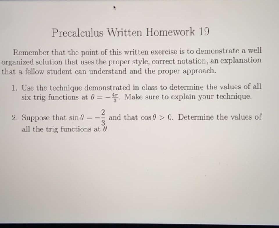 Solved Precalculus Written Homework 19 Remember that the | Chegg.com