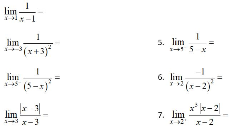 Solved 1 lim x>1 x-1 1 1 lim .X-3 X + = 5. lim x+5-5-x 1 -1 | Chegg.com
