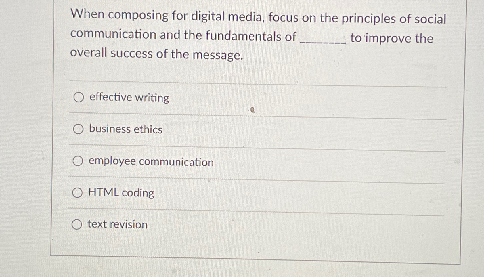 Solved When Composing For Digital Media Focus On The Chegg