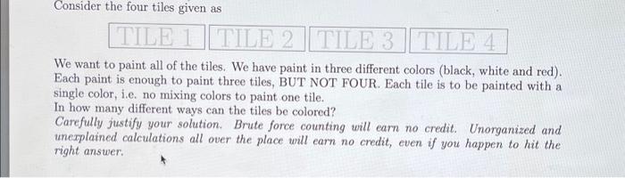 Solved Consider the four tiles given as TILE 1 TILE 2 TILE 3 | Chegg.com
