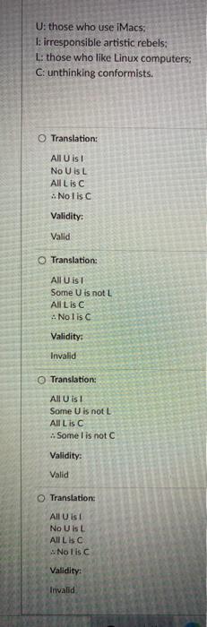 Solved [Syllogistic Logic (Translating!): Directions: Pick | Chegg.com
