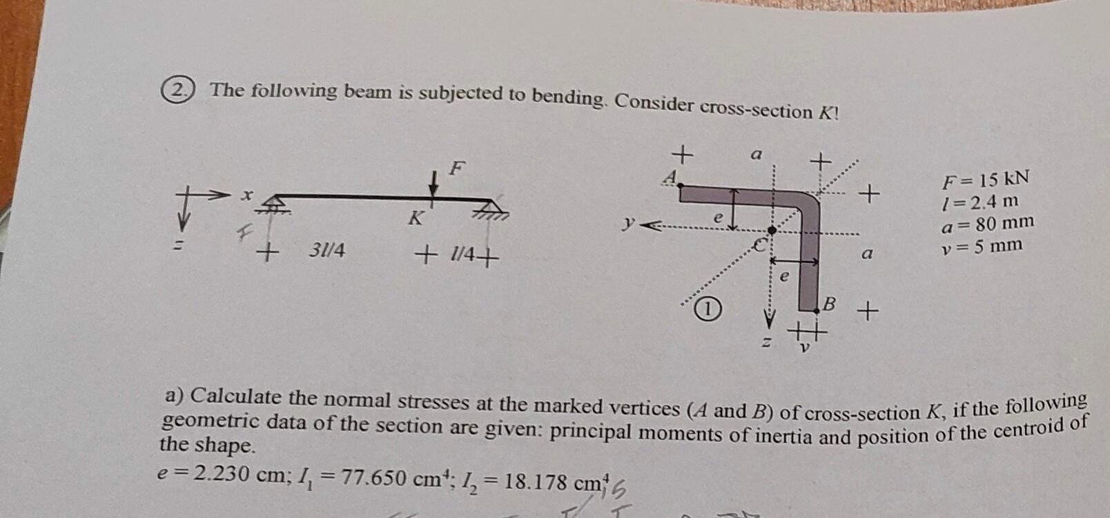 Solved (2.) The following beam is subjected to bending. | Chegg.com
