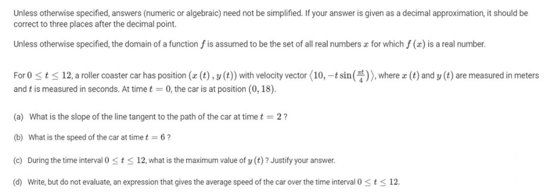 Solved Unless otherwise specified, answers (numeric or | Chegg.com