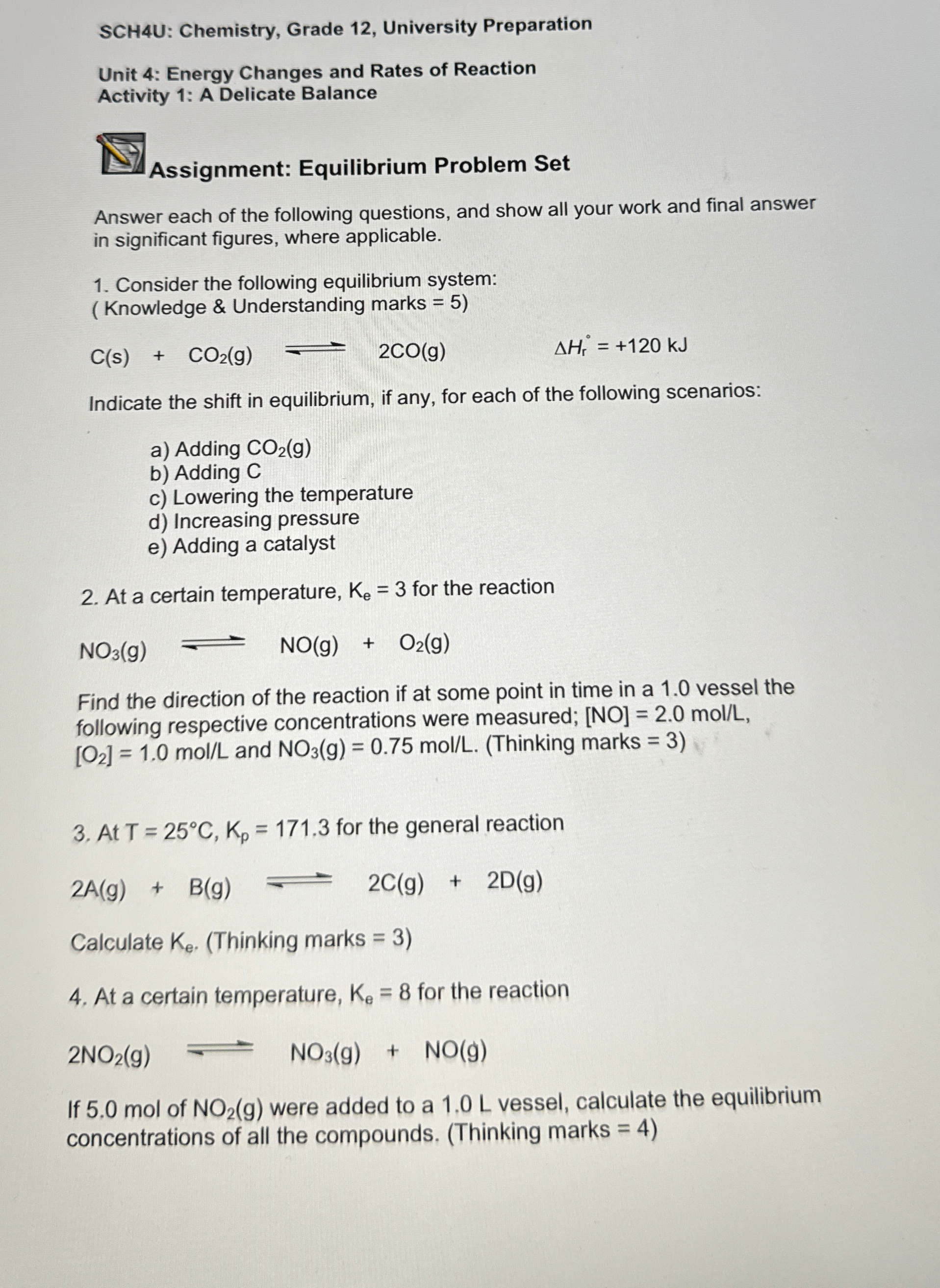 Solved SCH4U: Chemistry, Grade 12, ﻿University | Chegg.com
