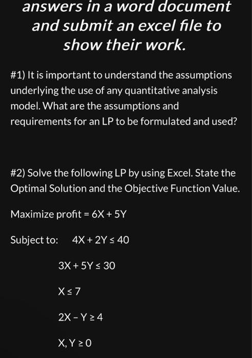 Solved answers in a word document and submit an excel file | Chegg.com