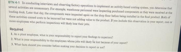 Solved BTN 4-1 In conducting interviews and observing | Chegg.com