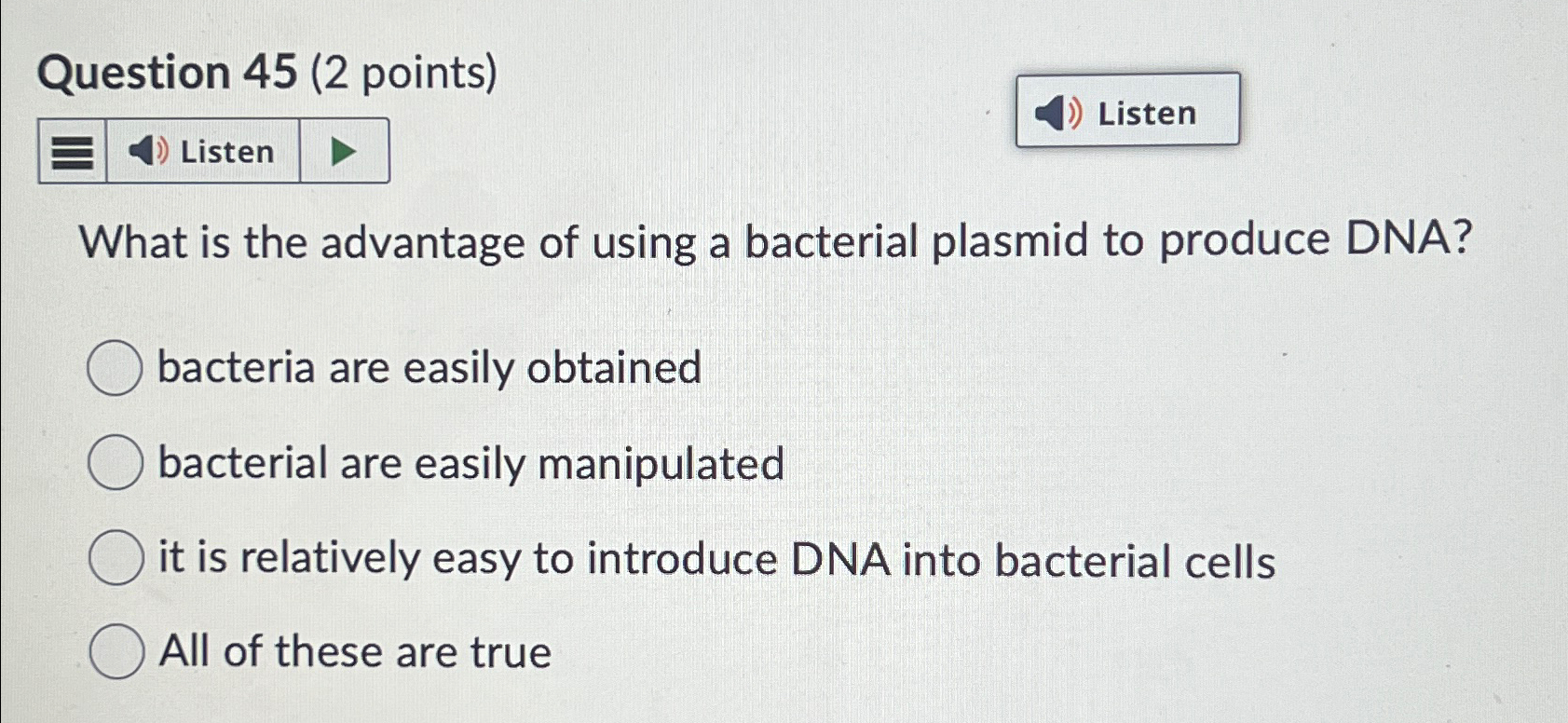 Solved Question 45 (2 ﻿points)What is the advantage of using | Chegg.com