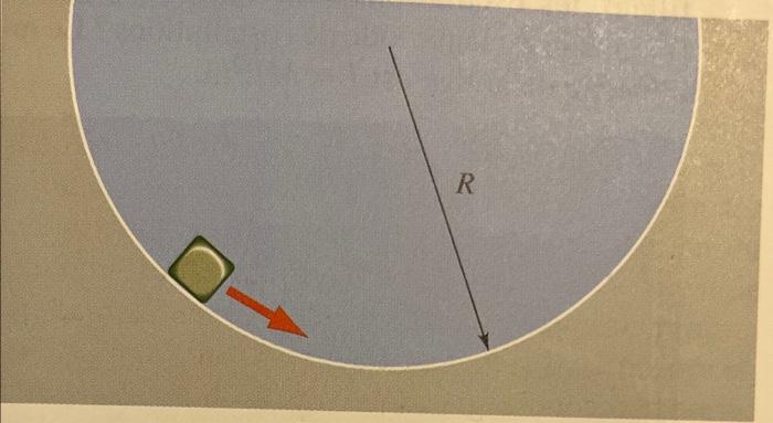 Solved A small particle slides on a frictionless spherical | Chegg.com