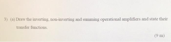 Solved 3) (a) Draw the inverting, non-inverting and summing | Chegg.com