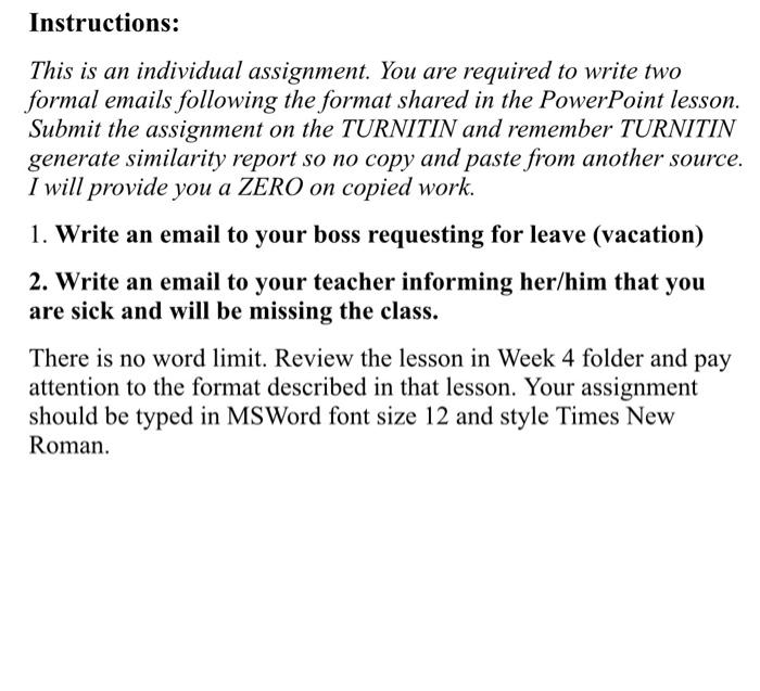 Instructions: This is an individual assignment. You | Chegg.com