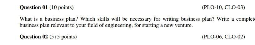 Solved Question 01 (10 points) (PLO-10, CLO-03) What is a | Chegg.com