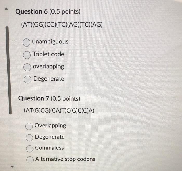Solved (AT)(GG)(CC)(TC)(AG)(TC)(AG) unambiguous Triplet code | Chegg.com