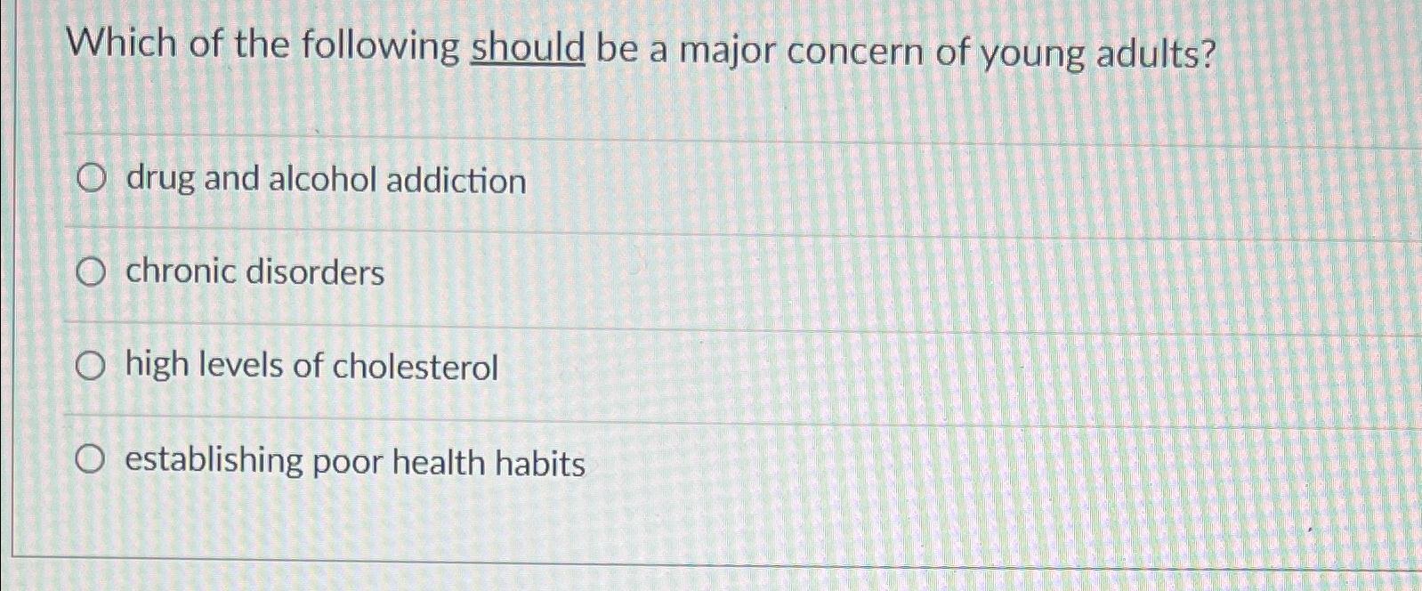 Solved Which of the following should be a major concern of | Chegg.com