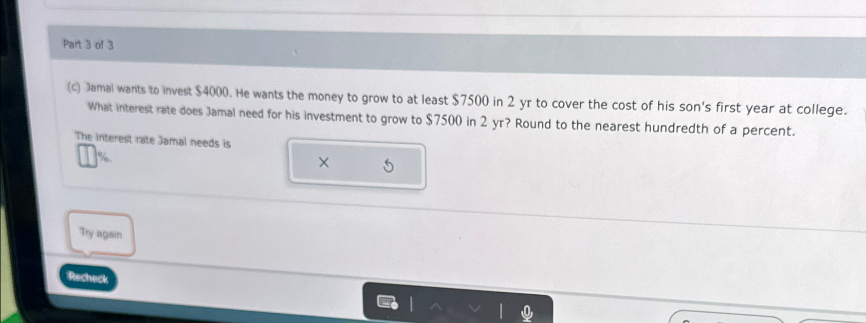 Solved Part 3 ﻿of 3(c) ﻿Jamal wants to invest $4000. ﻿He | Chegg.com