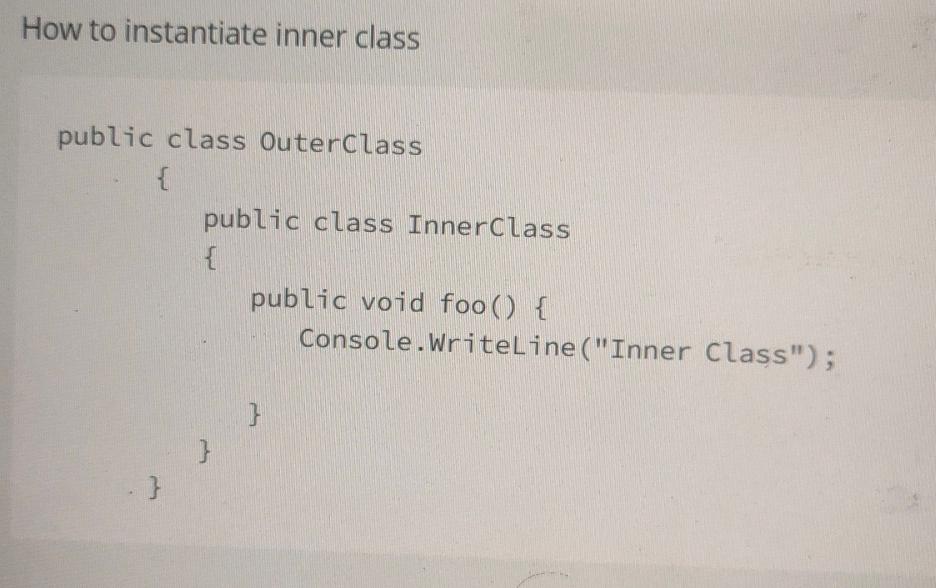 Solved How to instantiate inner classpublic class | Chegg.com Solved How to instantiate inner classpublic class | Chegg.com