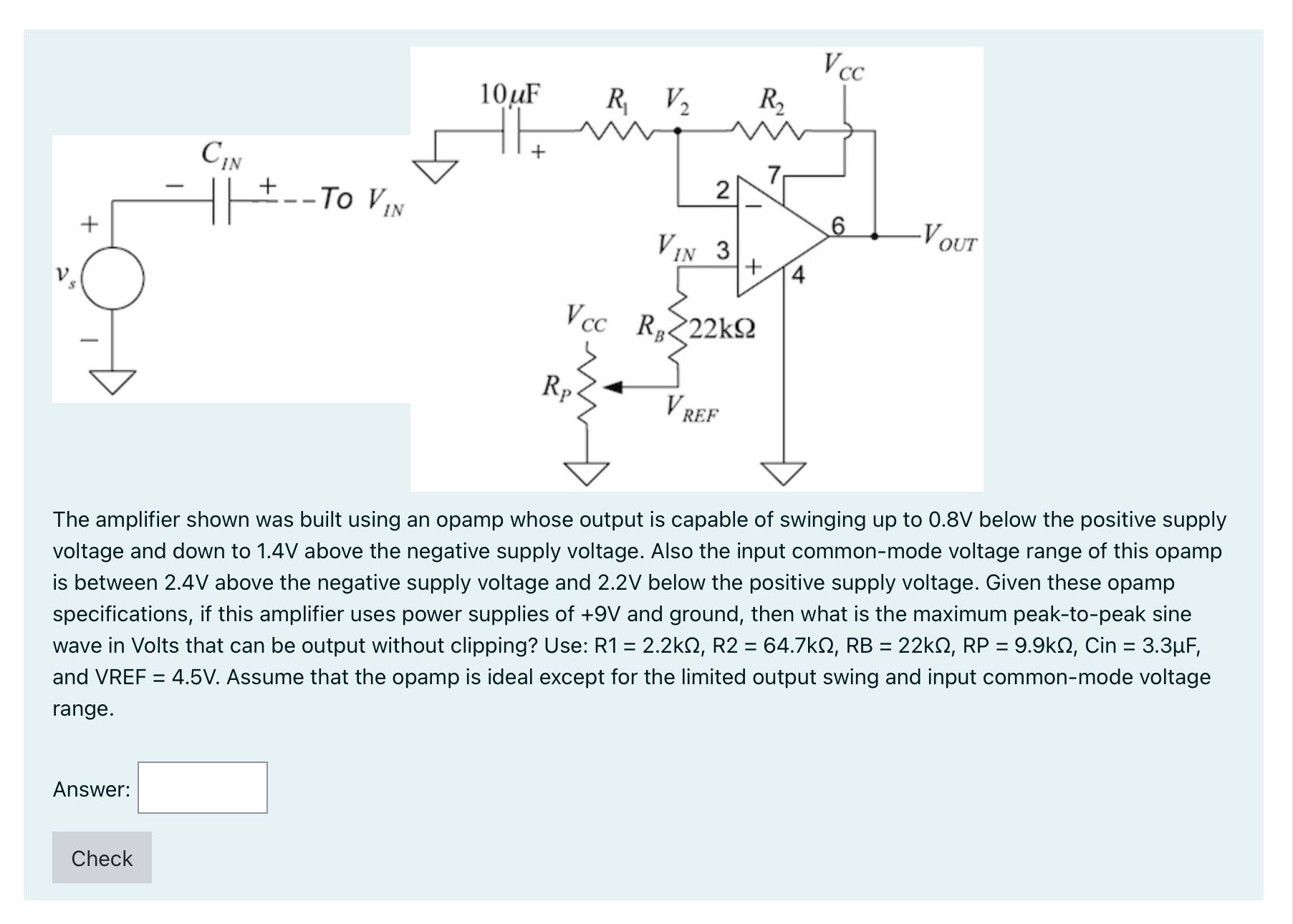 Solved The amplifier shown was built using an opamp whose | Chegg.com