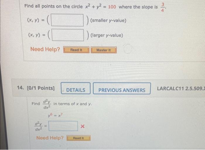 Solved Find all points on the circle x2+y2=100 where the | Chegg.com