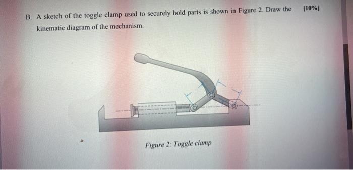 Solved 110% B. A sketch of the toggle clamp used to securely | Chegg.com