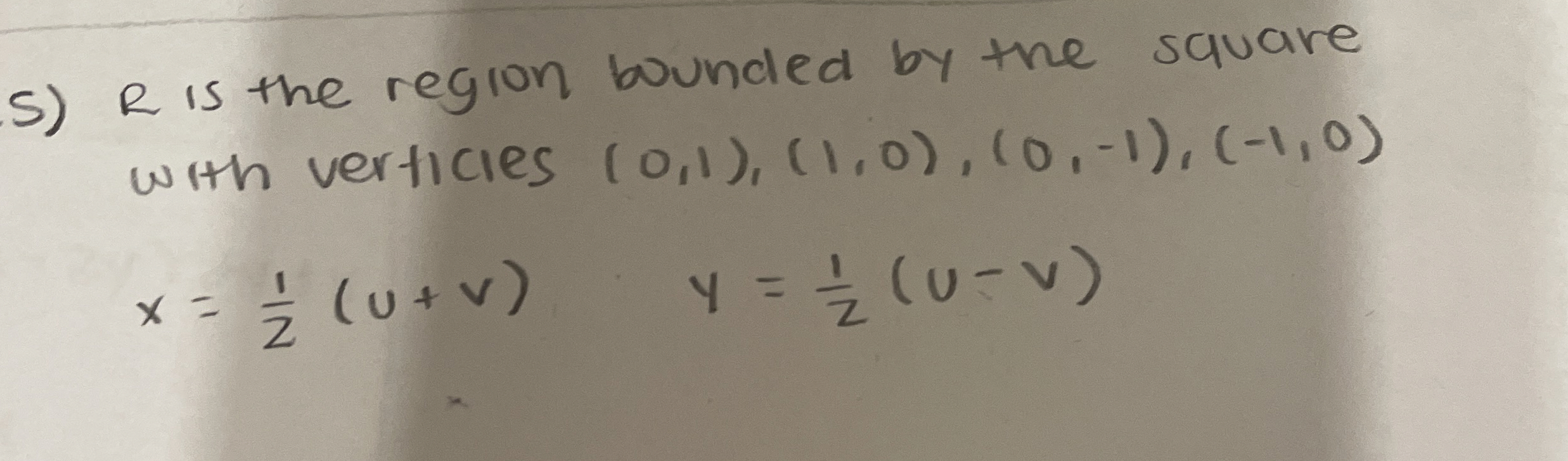 Solved R ﻿is the region bounded by the square with verticies | Chegg.com