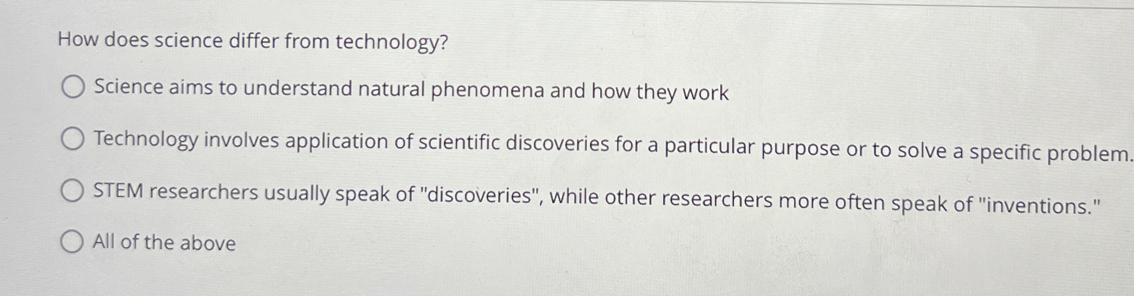 Solved How does science differ from technology?Science aims | Chegg.com