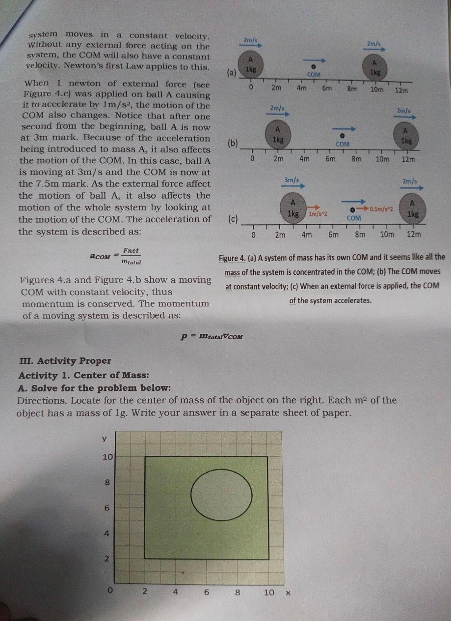 Solved GENERAL PHYSICS 1 ACTIVITY SHEET No. 15 Center of | Chegg.com