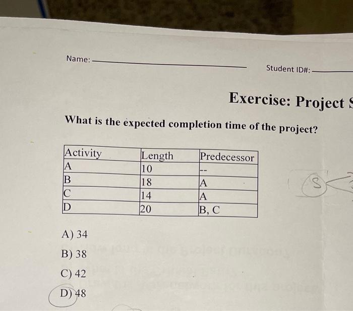 Solved What is the expected completion time of the project? | Chegg.com