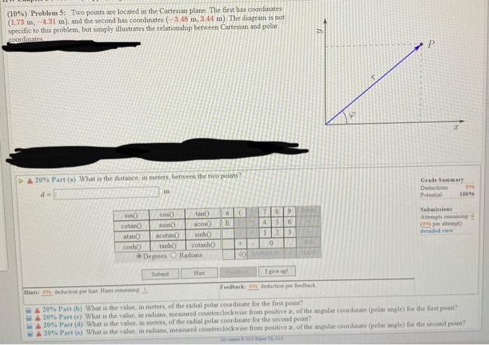 Solved (10\%) Problem 5: Two points are located in the | Chegg.com
