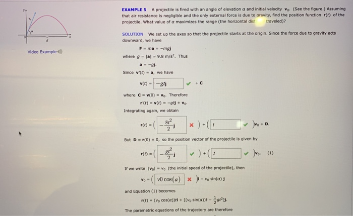 Solved EXAMPLE 5 A projectile is fired with an angle of | Chegg.com