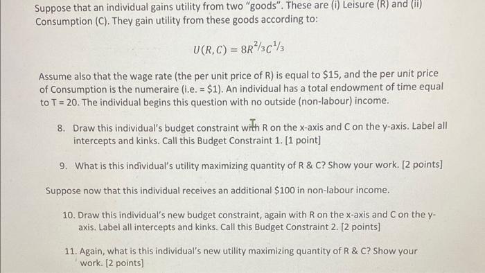 Solved Suppose that an individual gains utility from two | Chegg.com