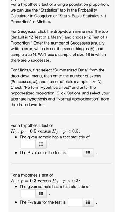 Solved For a hypothesis test of a single population | Chegg.com