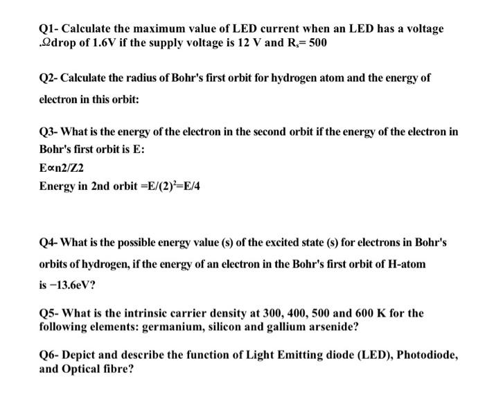 Solved Q1- Calculate the maximum value of LED current when | Chegg.com