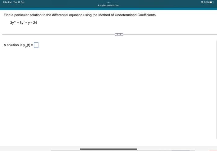 Solved Find a particular solution to the differential | Chegg.com