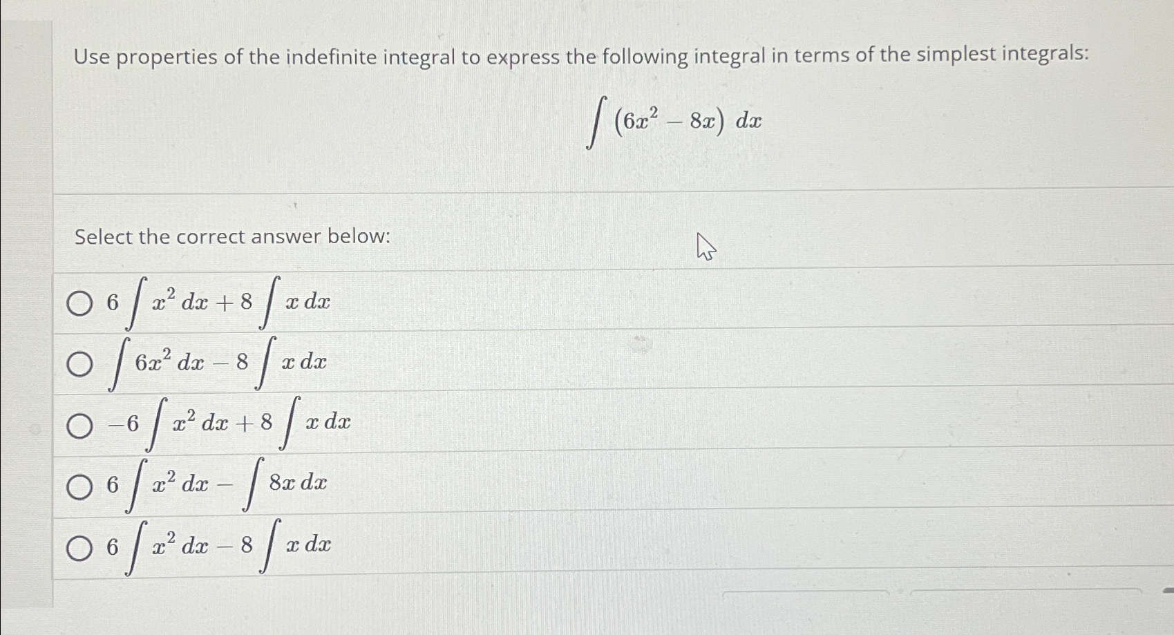 Solved Use properties of the indefinite integral to express | Chegg.com