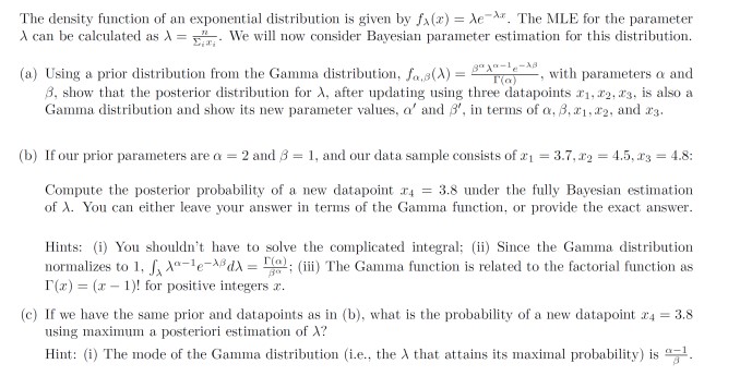 Solved The density function of an ﻿exponential distribution | Chegg.com