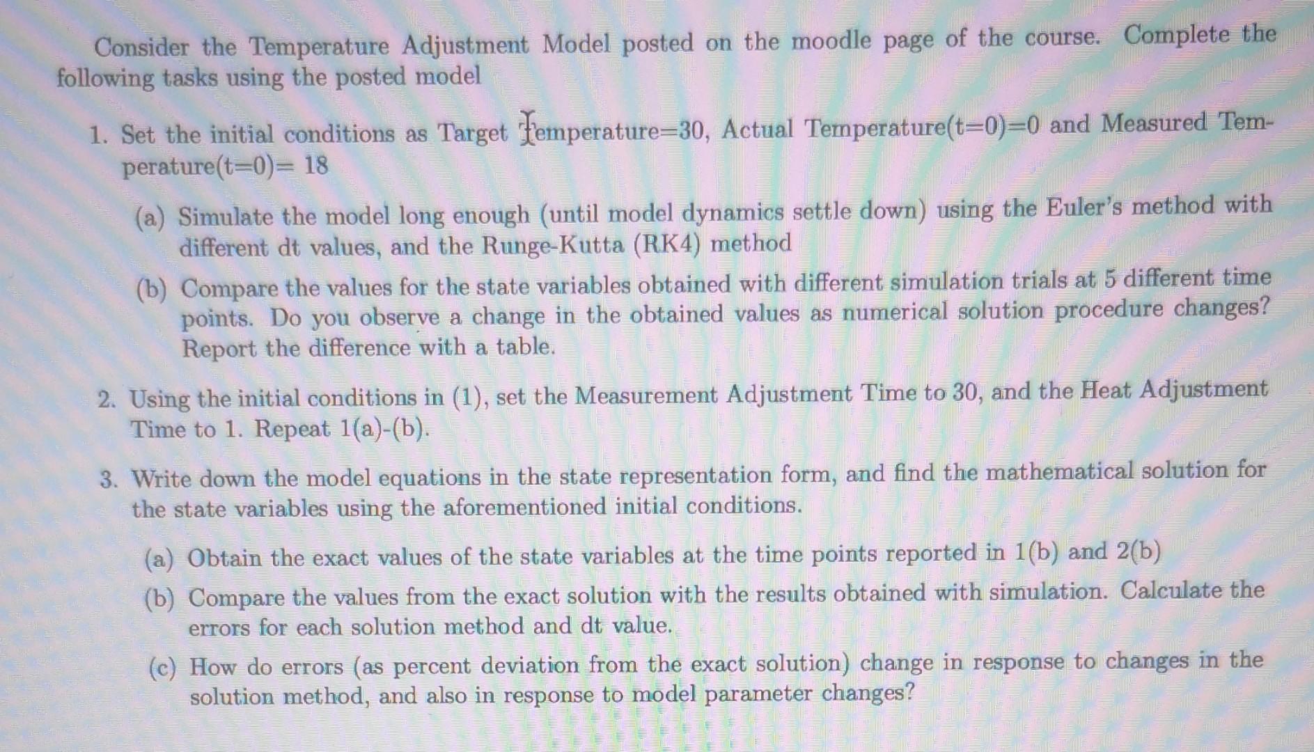 Solved Consider the Temperature Adjustment Model posted on | Chegg.com