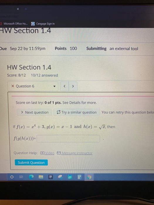 Solved Microsoft Office Ho... Cengage Sign In HW Section 1.4 | Chegg.com