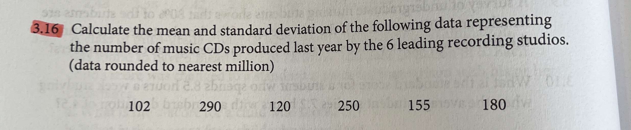 Solved 3.16 ﻿Calculate the mean and standard deviation of | Chegg.com