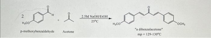 Solved 25∘C2.5MNaOH/E1OH p-methoxybenzaldehyde Acetone "a | Chegg.com