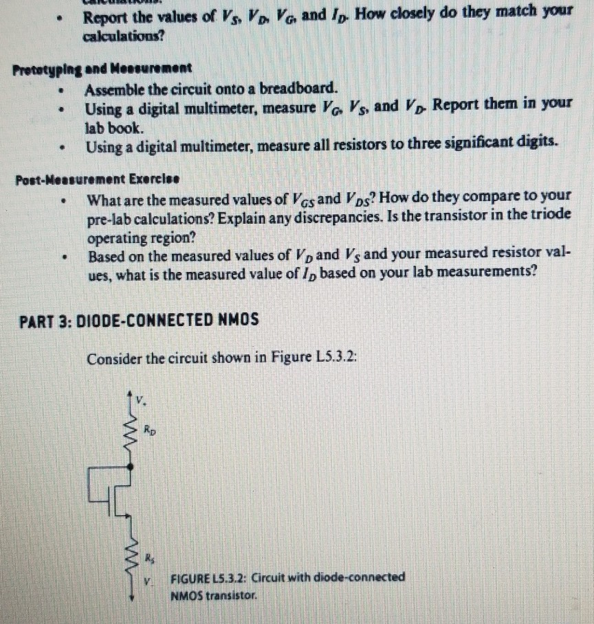 Solved PART 1: NMOS IN SATURATION MODE Consider the circuit | Chegg.com